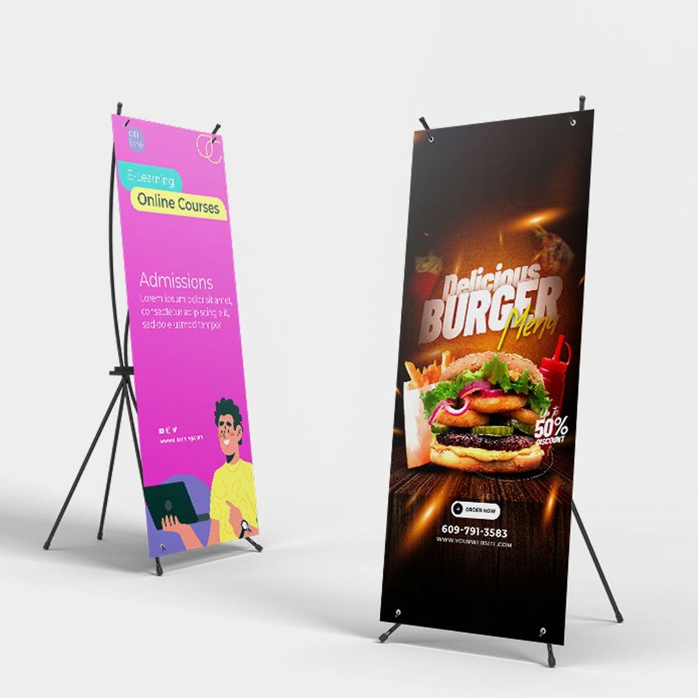 X Banner Berkualitas Tinggi | Bahan Albatros, Laminasi Doff/Glossy